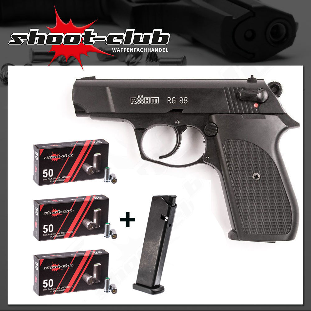 Röhm RG 88 Schreckschusspistole brüniert 9mm P.A.K. im Platzpatronen-Set
