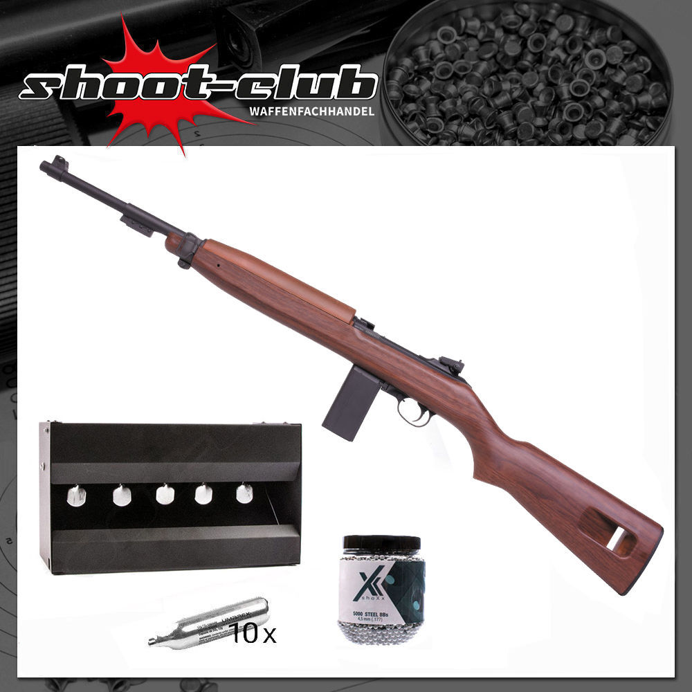 Springfield M1 Carbine CO2 Gewehr Kal. 4,5mm Stahl BBs im Plinking-Set