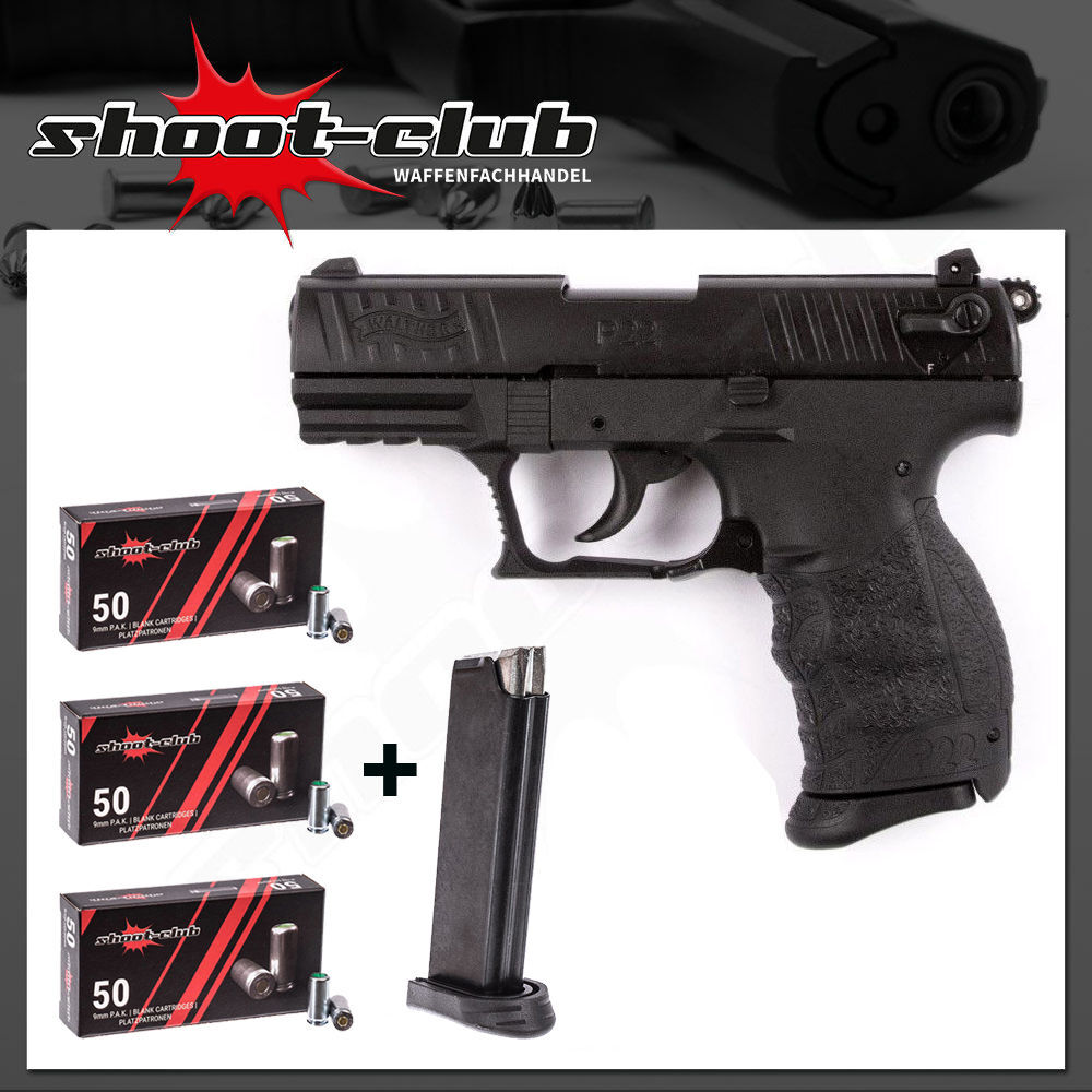 Walther P22q Schreckschuss Brüniert 9mm P A K Im Platzpatronen Set