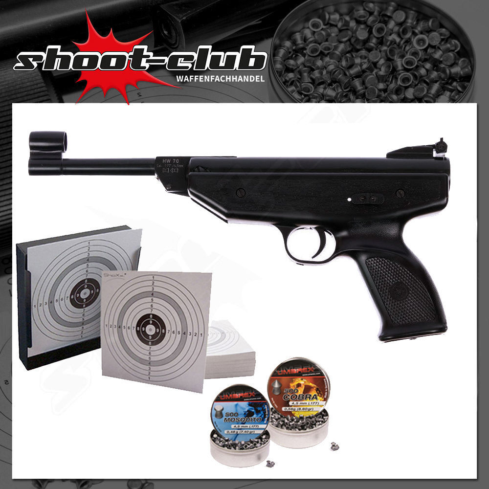Weihrauch HW 70 Luftdruckpistole 4,5 mm Diabolos im Set