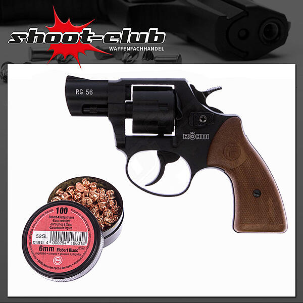 Röhm RG 56 brüniert Schreckschuss Revolver 6mm Flobert